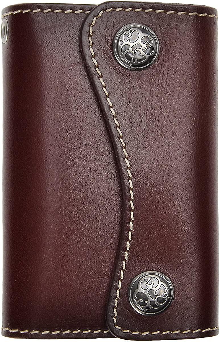Genuine Leather Keychain Key Wallet 6 Hook Button Closure Key Holder ...