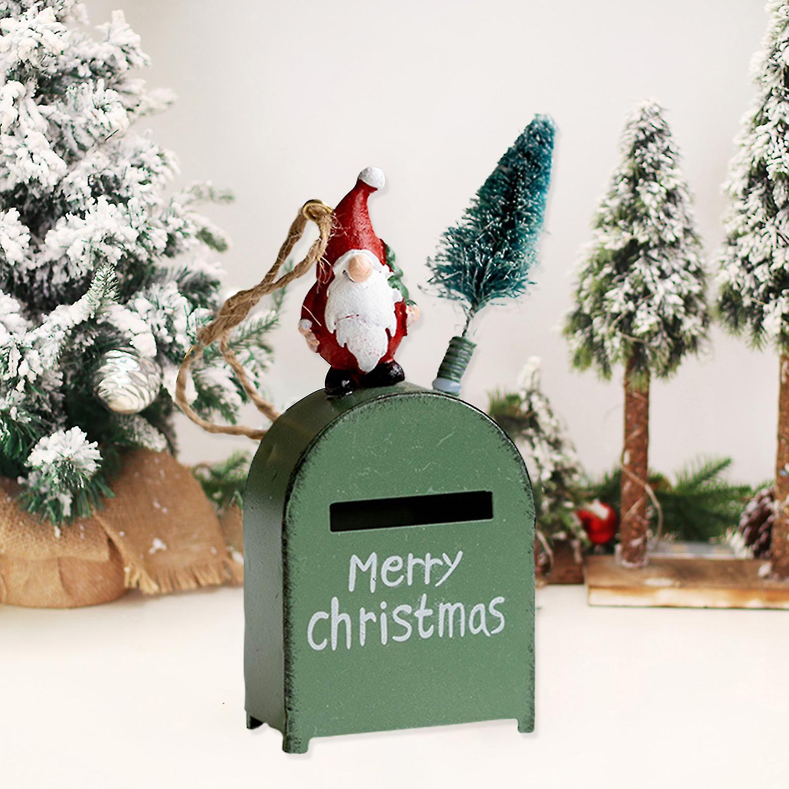 Mini Xmas Wrought Iron Letterbox Ornaments With Lanyard Pine Xmas Tree ...