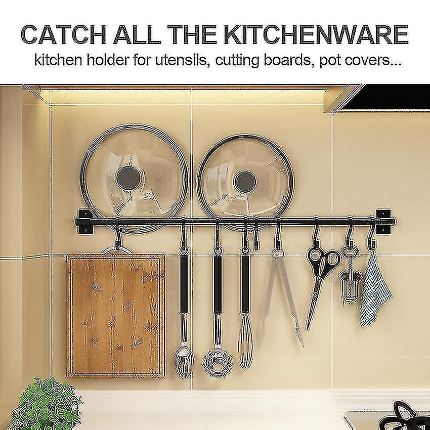Kitchen Hanging Rack With Hooks Wall Mounted Holder Space Aluminum ...