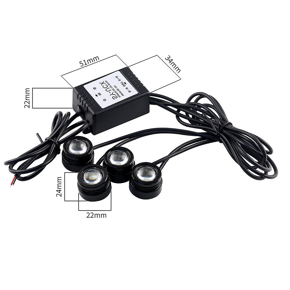 4 in1 White LED Car SUV Eagle Eye Strobe Flash Warning Grille Light ...