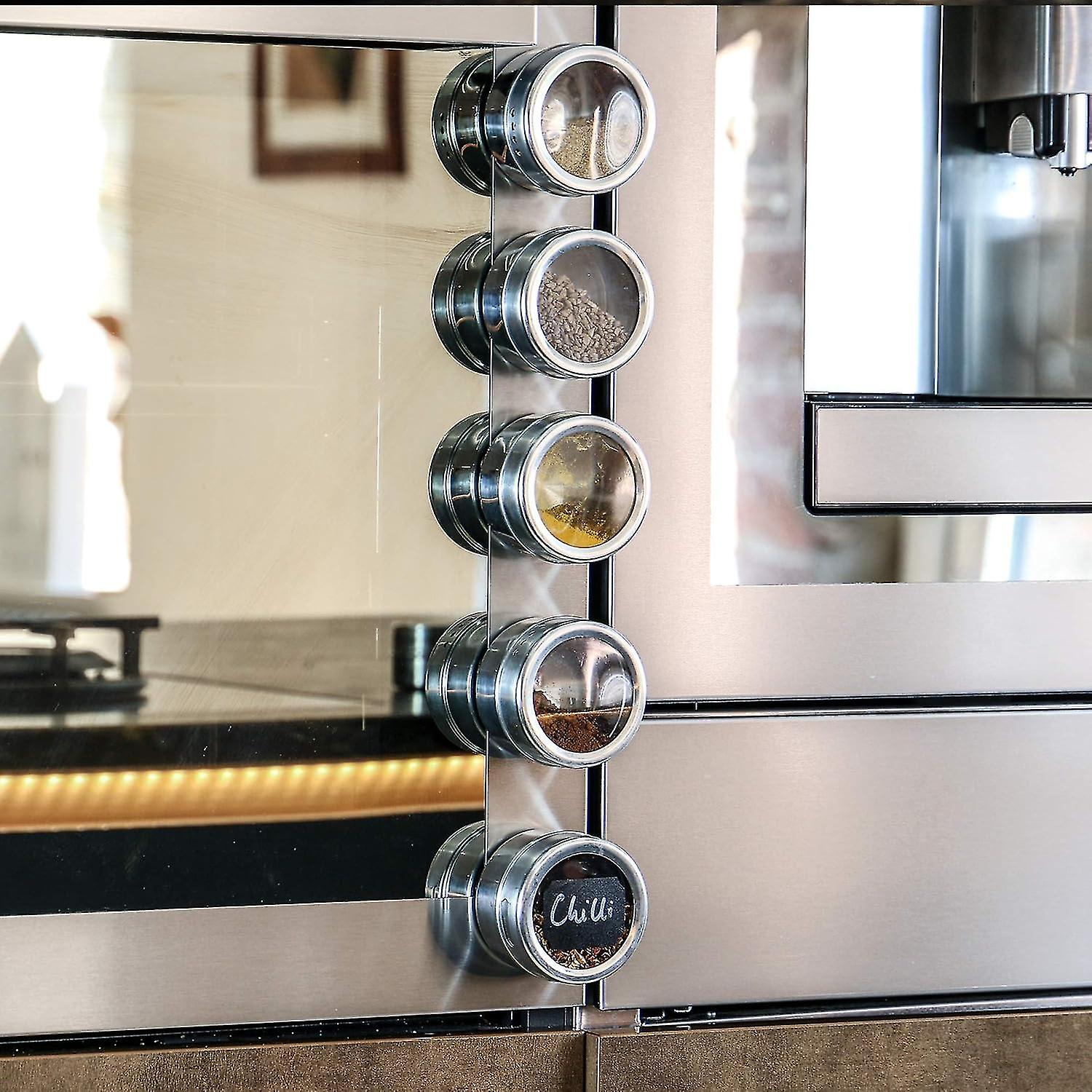 Magnetic Spice Tins - Set Of 12 | Labels Included | Stainless Steel ...