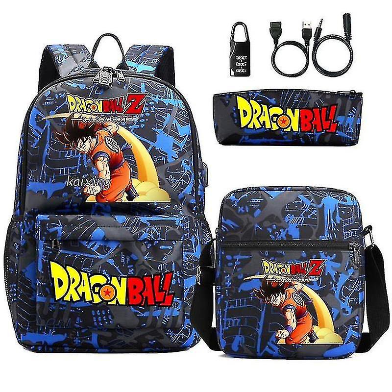 Students Anime Usb Backpack Dragon Ball Goku 3pcs/set Women Men ...