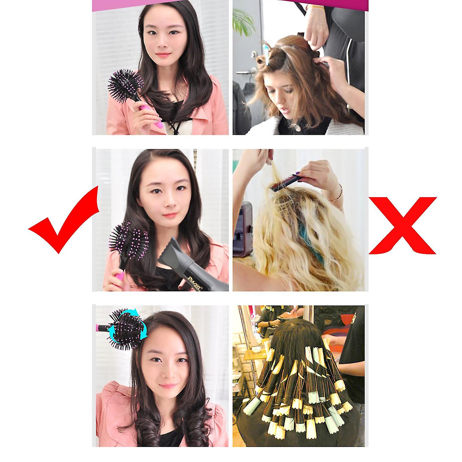 3D Bomb Curl Hairbrush Styling Salon Round Hair Curling Curler Comb ...