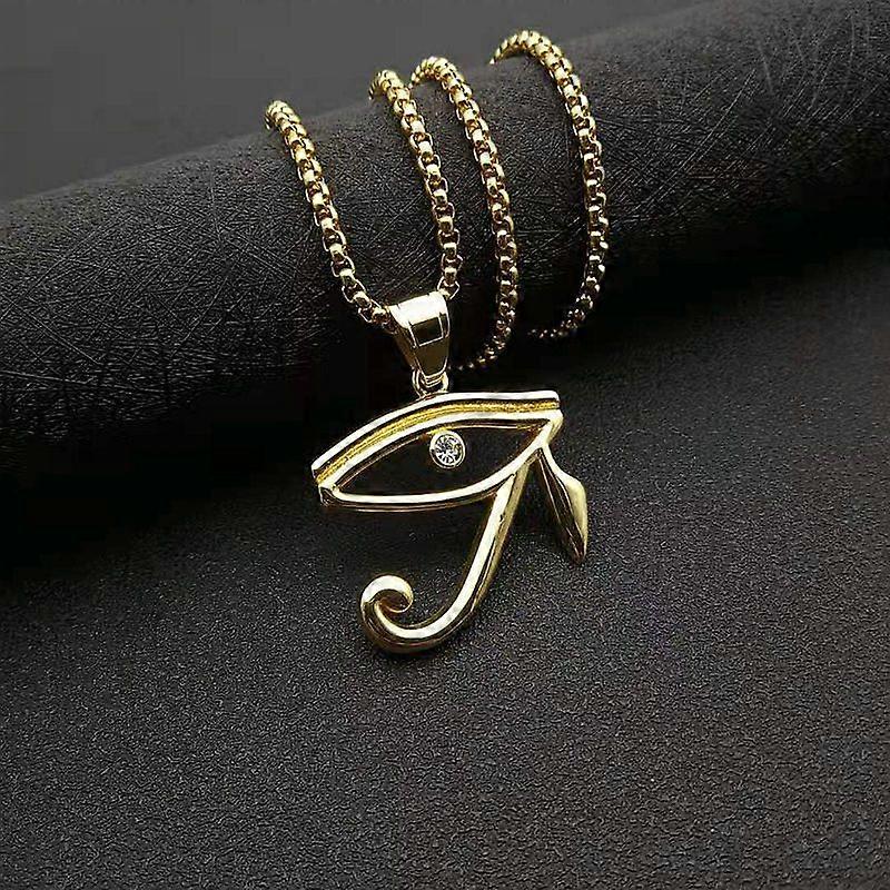 CZ Eye of Horus Egypt Protection Pendant on Stainless steel Necklace ...