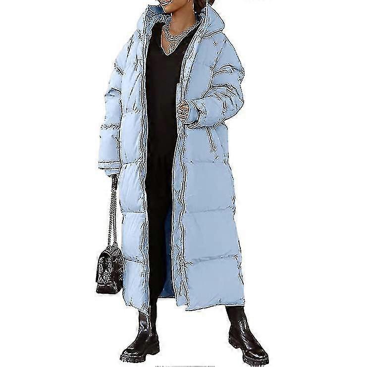 Women Long Quilted Coat, Hooded Length Long Sleeve Puffer Jacket ...