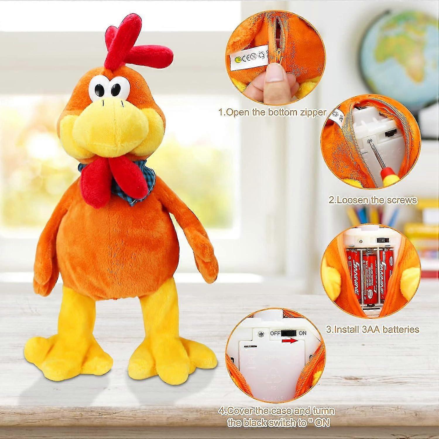 Musical Squawking Chicken Stuffed Animal Walking Singing Waving Rooster ...