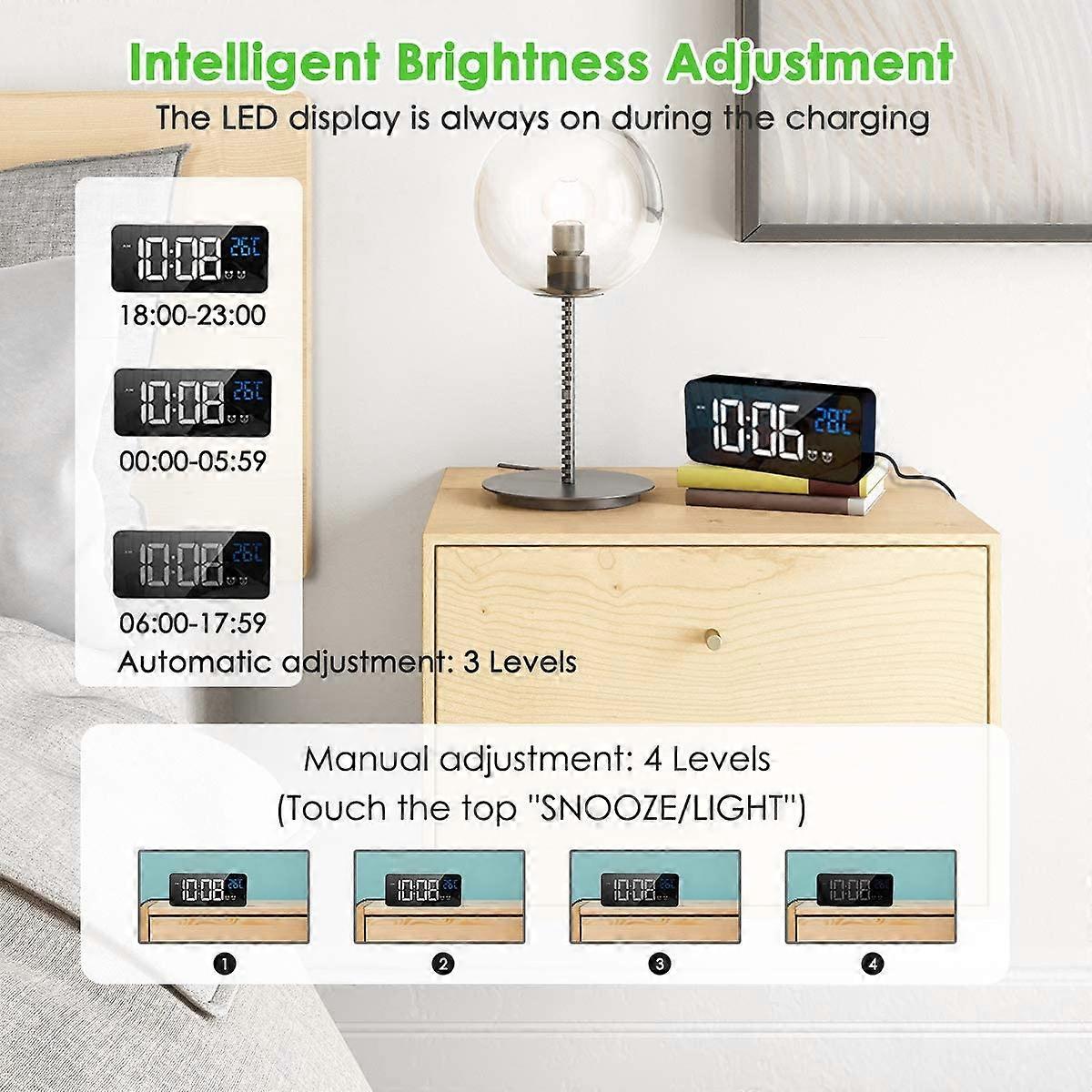 Alarm Clock Mains Powered, Digital Clock Battery Powered with ...