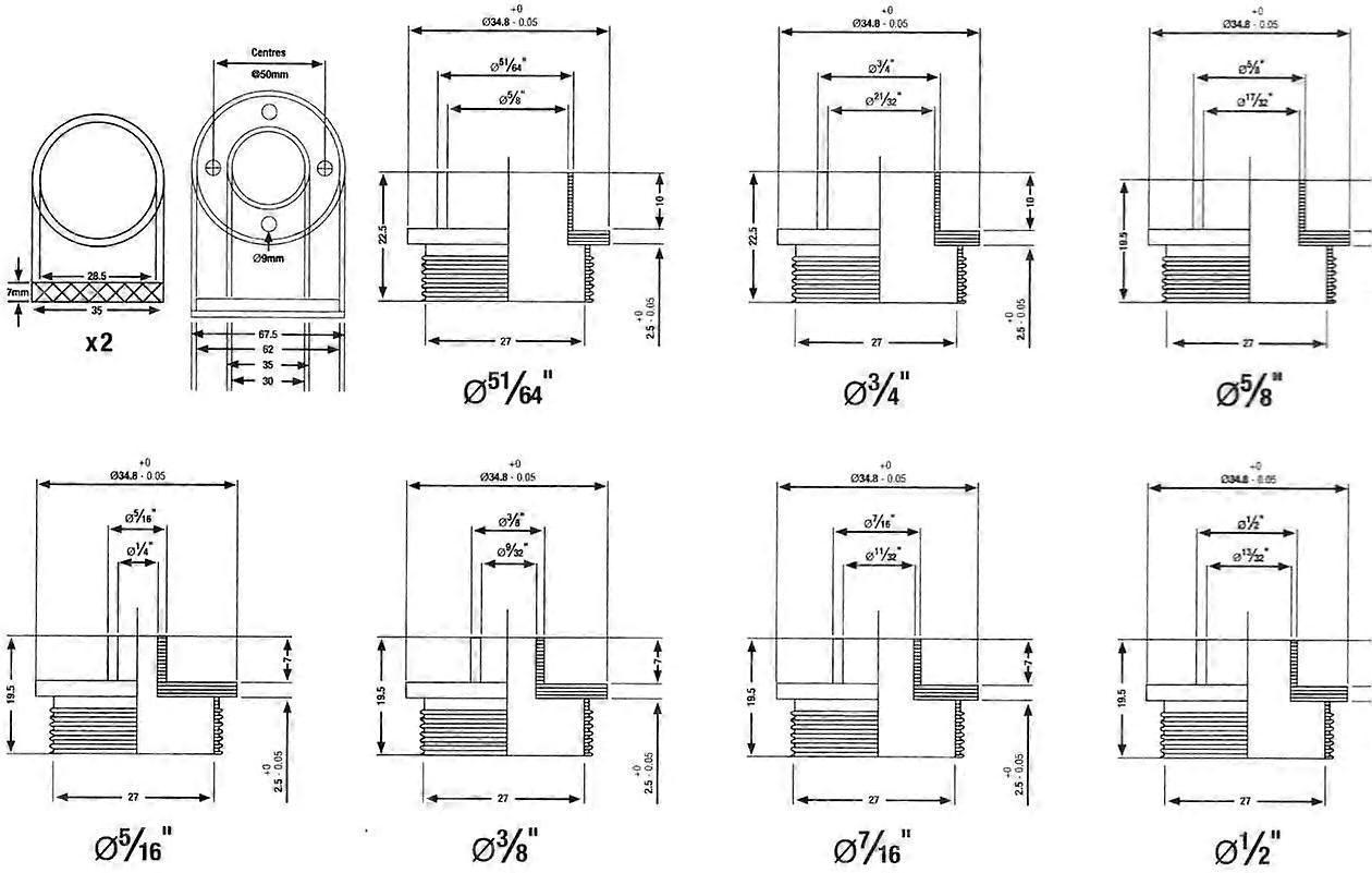 Brass Router Guide Bush Bushing Set 11 Pieces, Imperial Size High ...