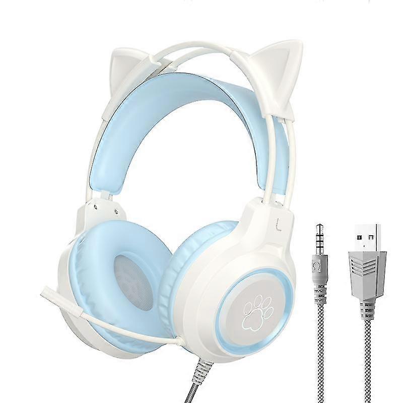 G35 Detachable Cat Ears PC Gaming Headset Wired Over-ear Headphones ...