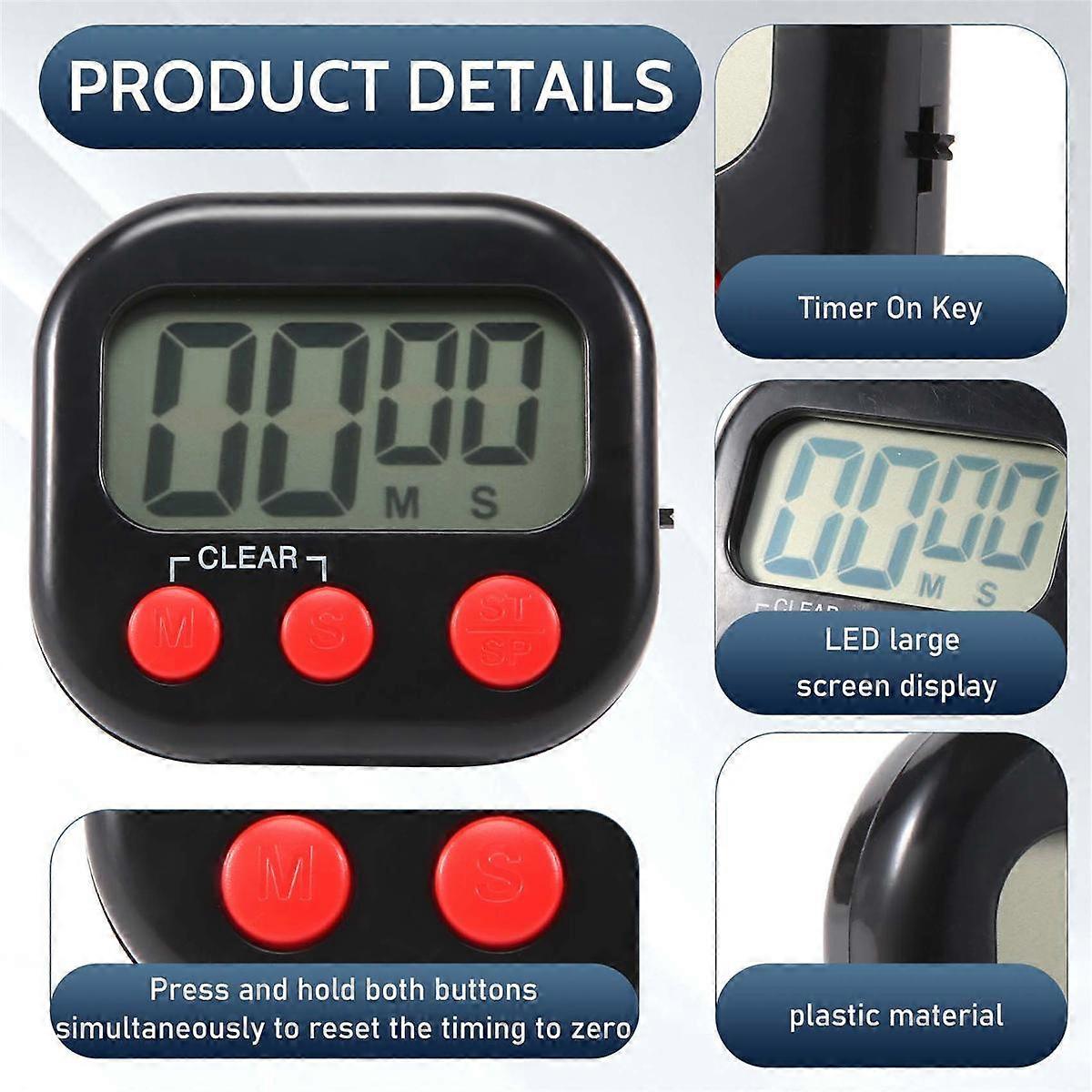 Kitchen Timer, Digital Visual Timer Magnetic Clock Stopwatch Countdown ...