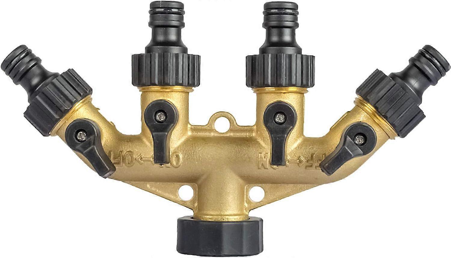 4 Way Brass Tap Manifold with Individual On/Off Valves, Tap Adaptor for ...
