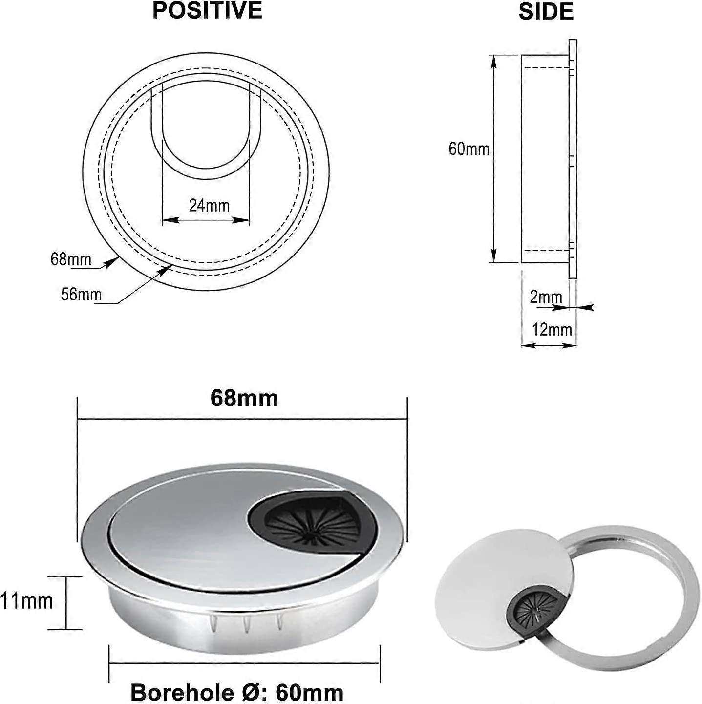 4X 60mm Desk Cable Hole, Desk Table Grommet Cable Tidies Desk Table ...