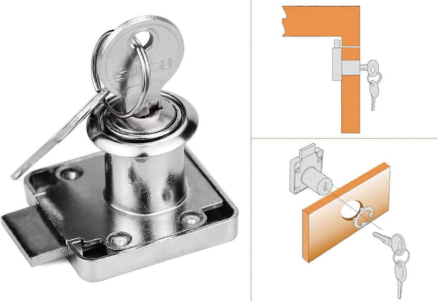 Set of 2 Stainless Steel 22mm Drawer Cam Lock with 2 Keys for Cabinet ...