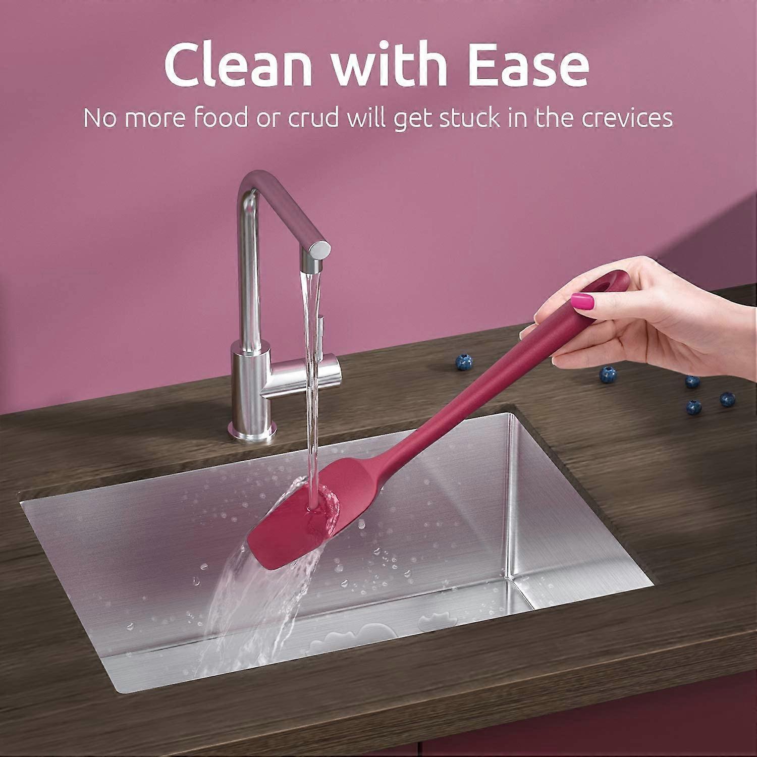 Silicone Spatula Set with 600 Degrees Fahrenheit Heat Resistant (Red ...