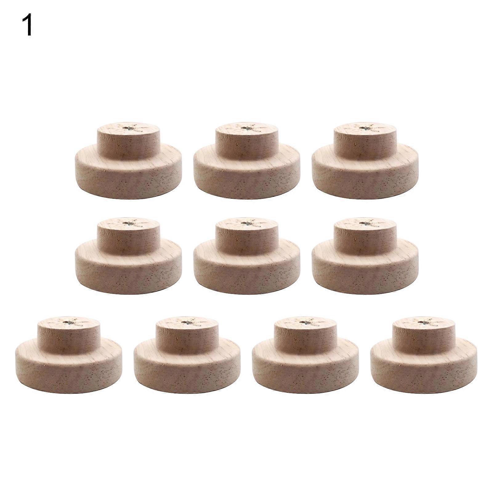 10Pcs Drawer Knobs Round Easy Installation Rubber Wood Mini Wooden ...