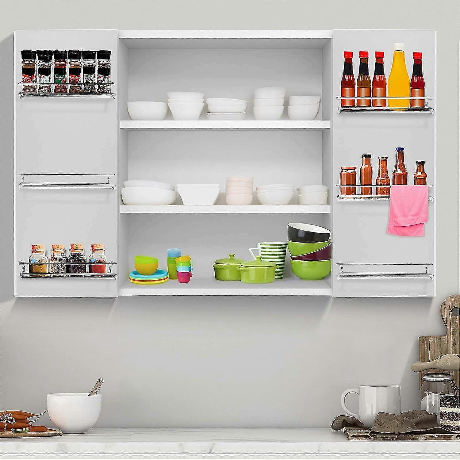 Set of 4 Wall Mounted Spice Racks Chrome Finish - Spice and Herb ...