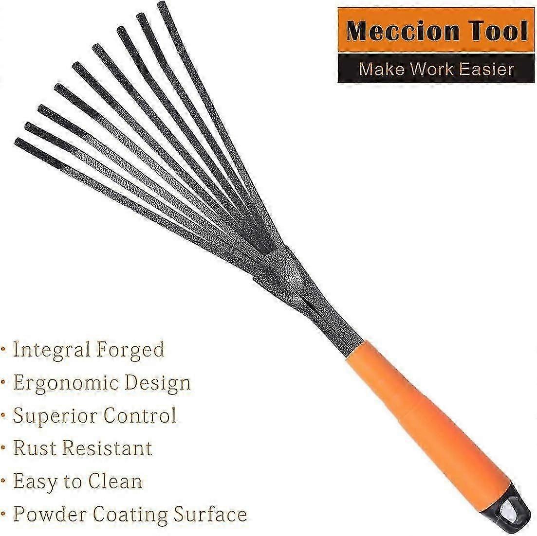 Mini 16 9 Root Steel Garden Rake with Ergonomic Comfortable Rust ...