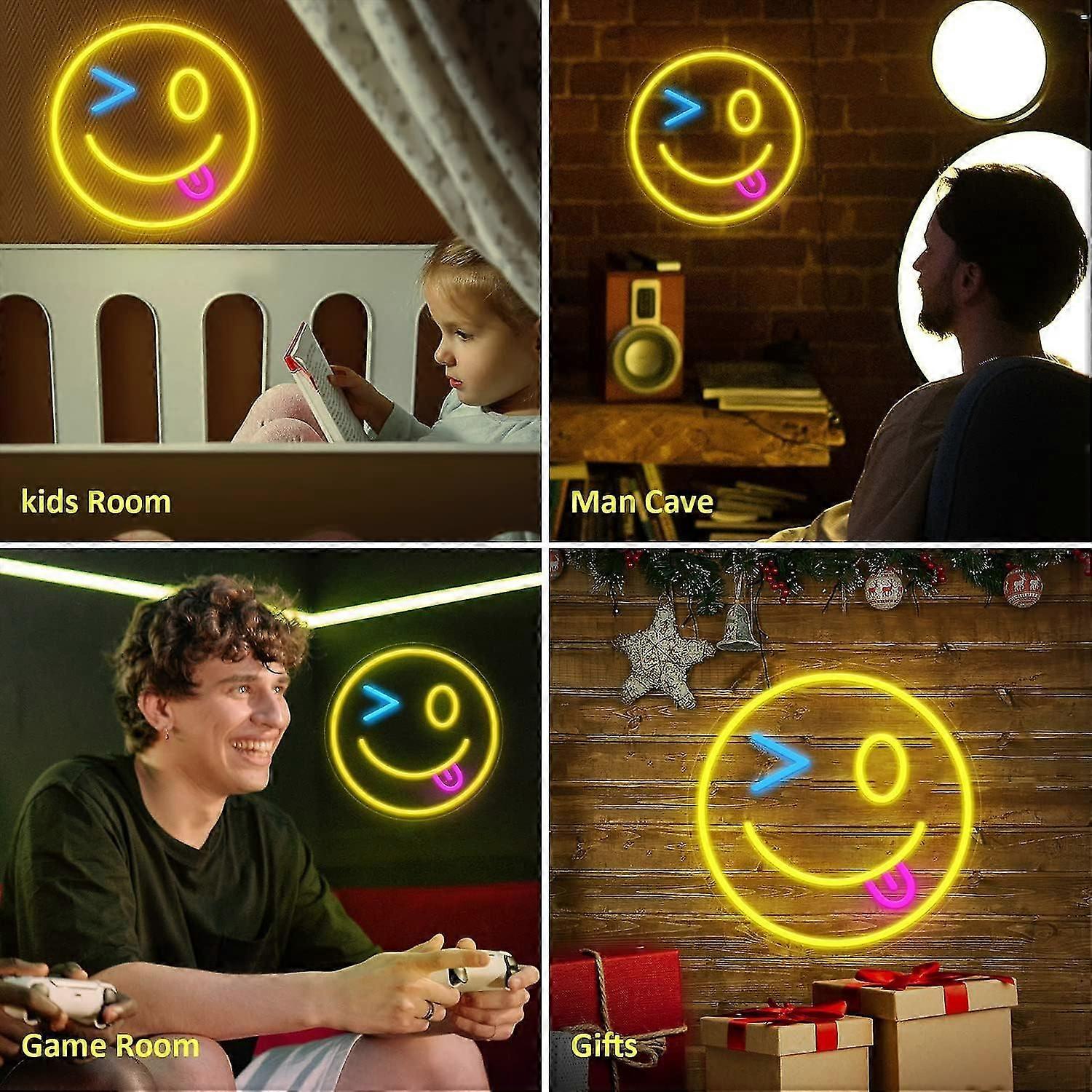 Smiley Face Neon Sign, Smiley Neon Sign For Wall Decor, Led Signs For ...