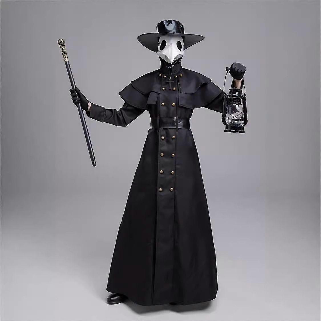 Halloween Adult Plague Doctor Costume Dark Grim Reaper Medieval ...