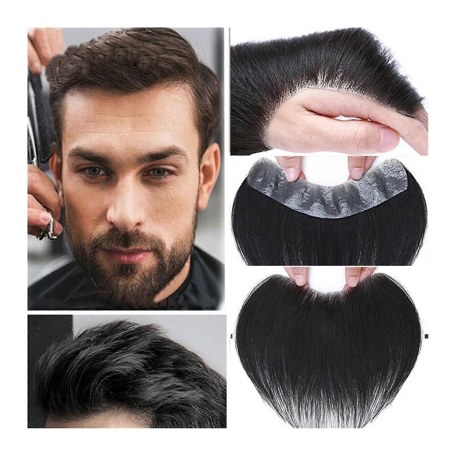 Men s Toupee Natural Black Indian Human Hair VShape Front Full PU Base men-s-toupee-natural-black-indian-human-hair-vshape-front-full-pu-base