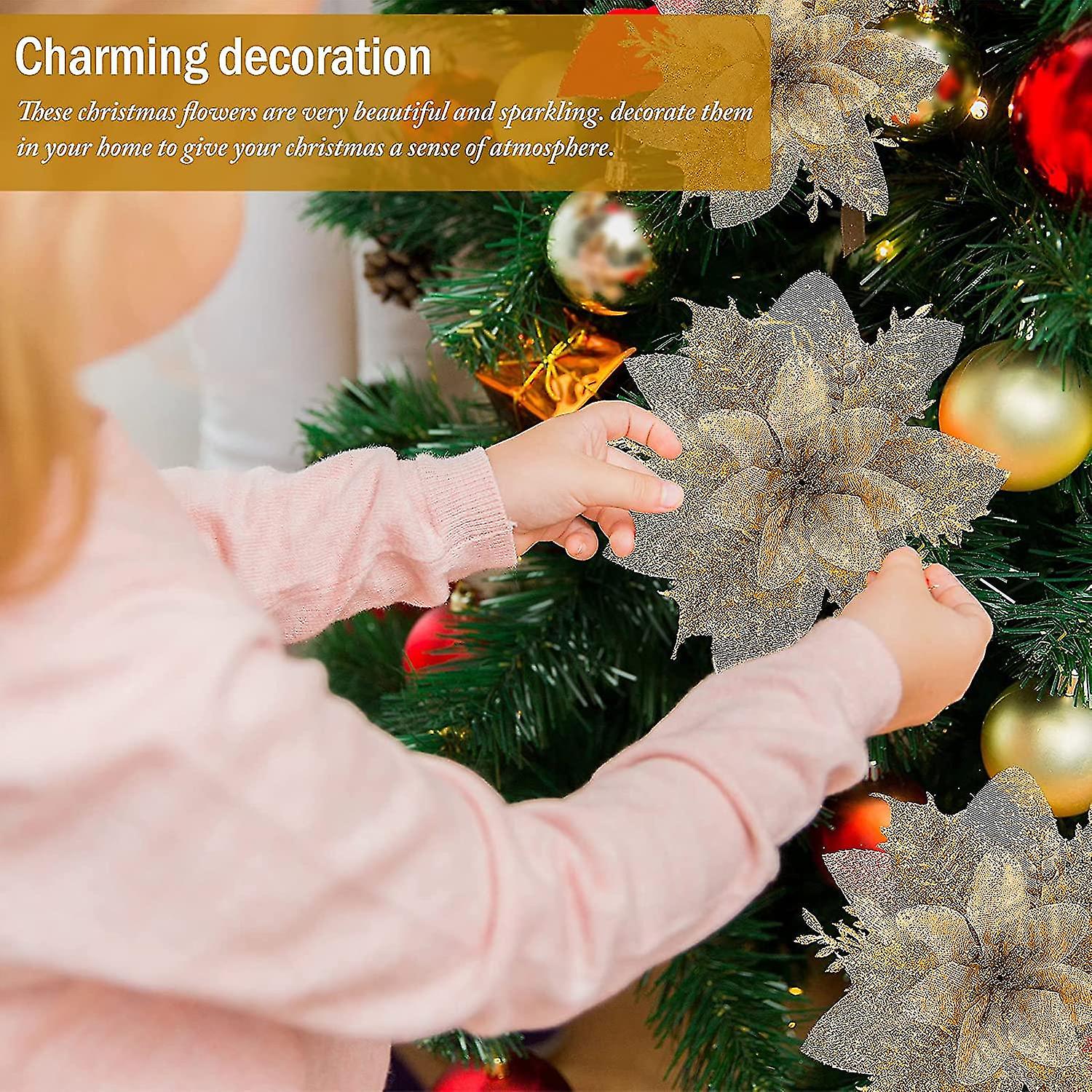 10/20stk Juleblomst Julestjerne kunstig blomst med klip Jule- og ...