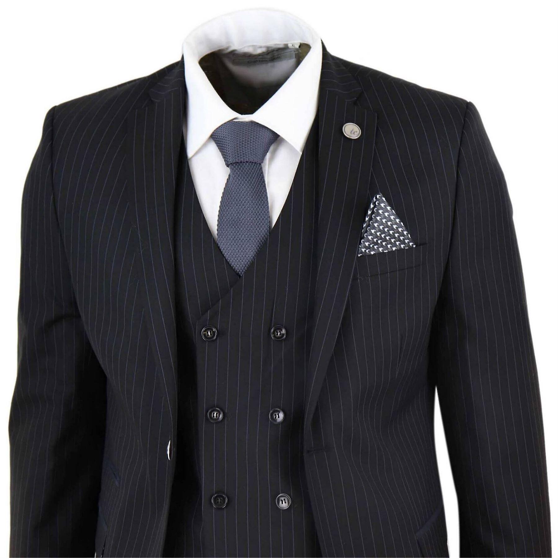 Men's 3 Piece Suit Gatsby 1920s Gangster Pinstripe Tailored Fit | Fruugo US