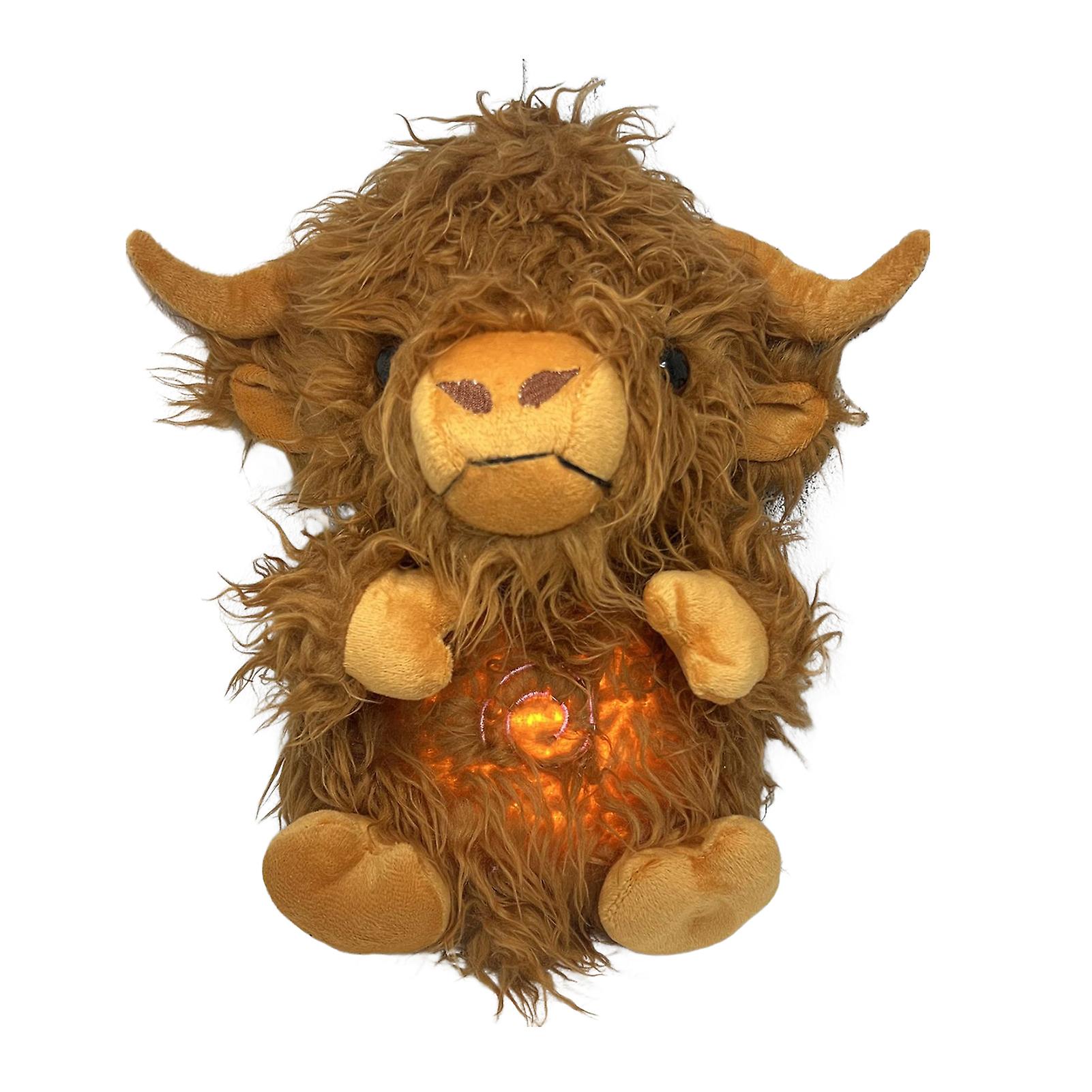 Baby Breathing Highland Cow Plush Toy with Soothing Music Light Musical ...