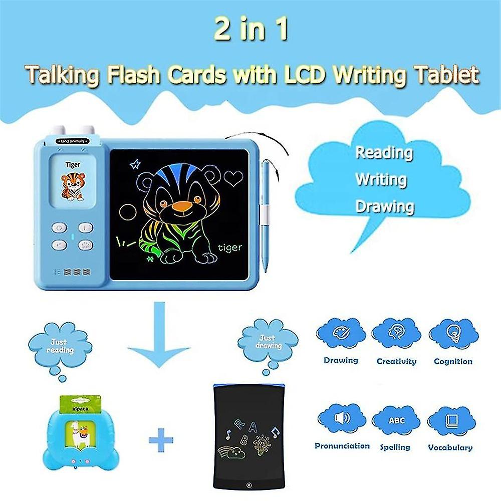 Talking Flash Cards Writing Board Kids Lcd Drawing Tablet Educational ...