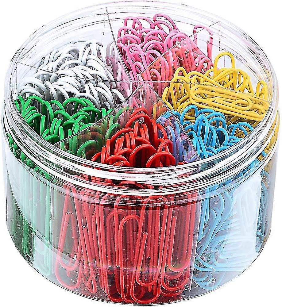 300 Pcs Colored Paper Clips Plated Metal Paper Clips With Box Office ...
