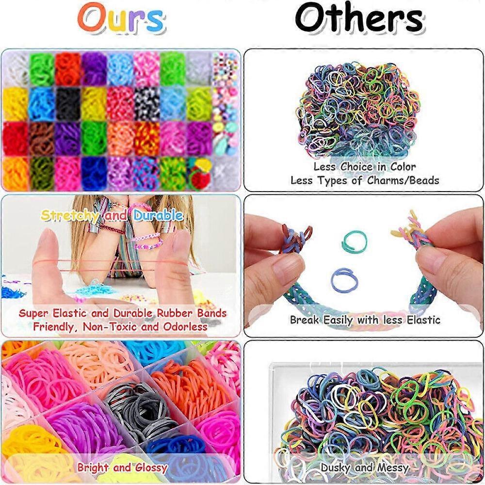 2500PCS Loom Bands Rubber Bracelet Making Kit S Clips Beads DIY Toys ...