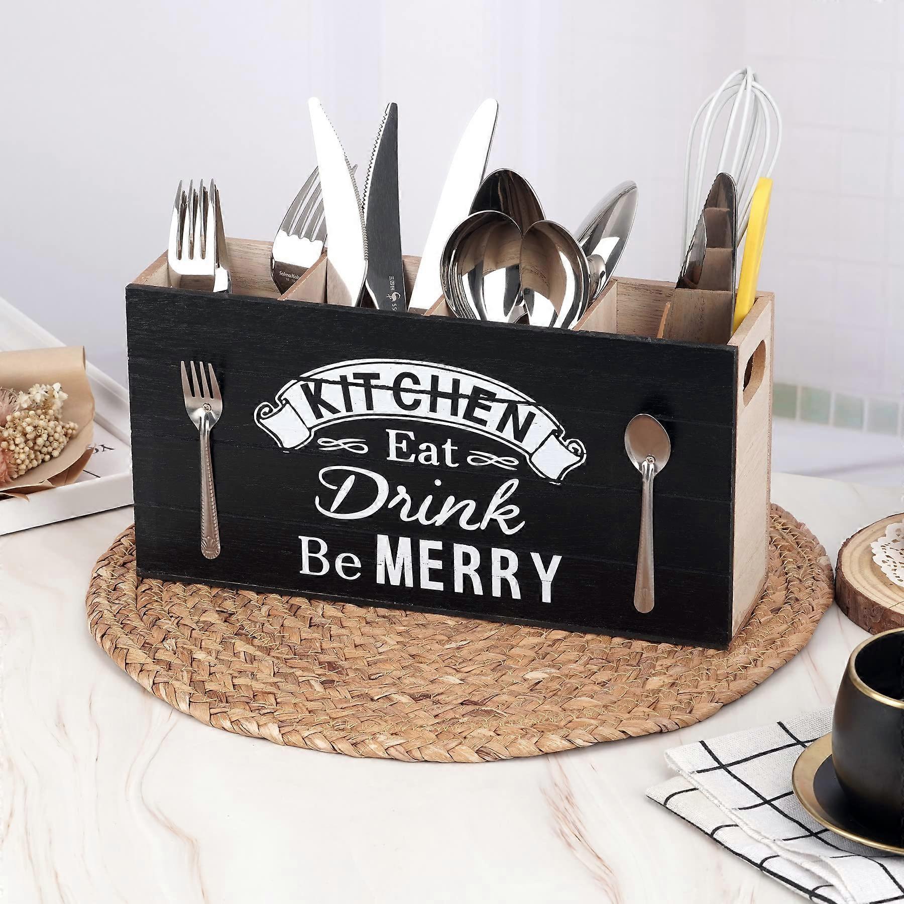 Wooden cutlery holder, cutlery basket table, cutlery container 4 ...