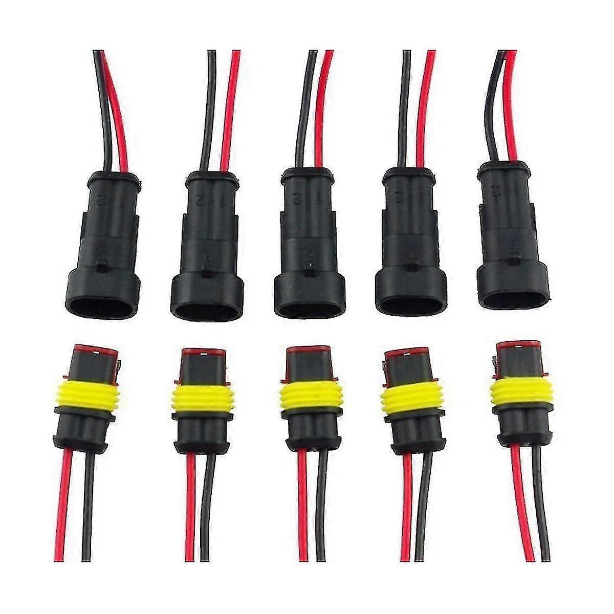5 Pair 2 Pin Way Waterproof Electrical Plug Set Car Connectors With ...