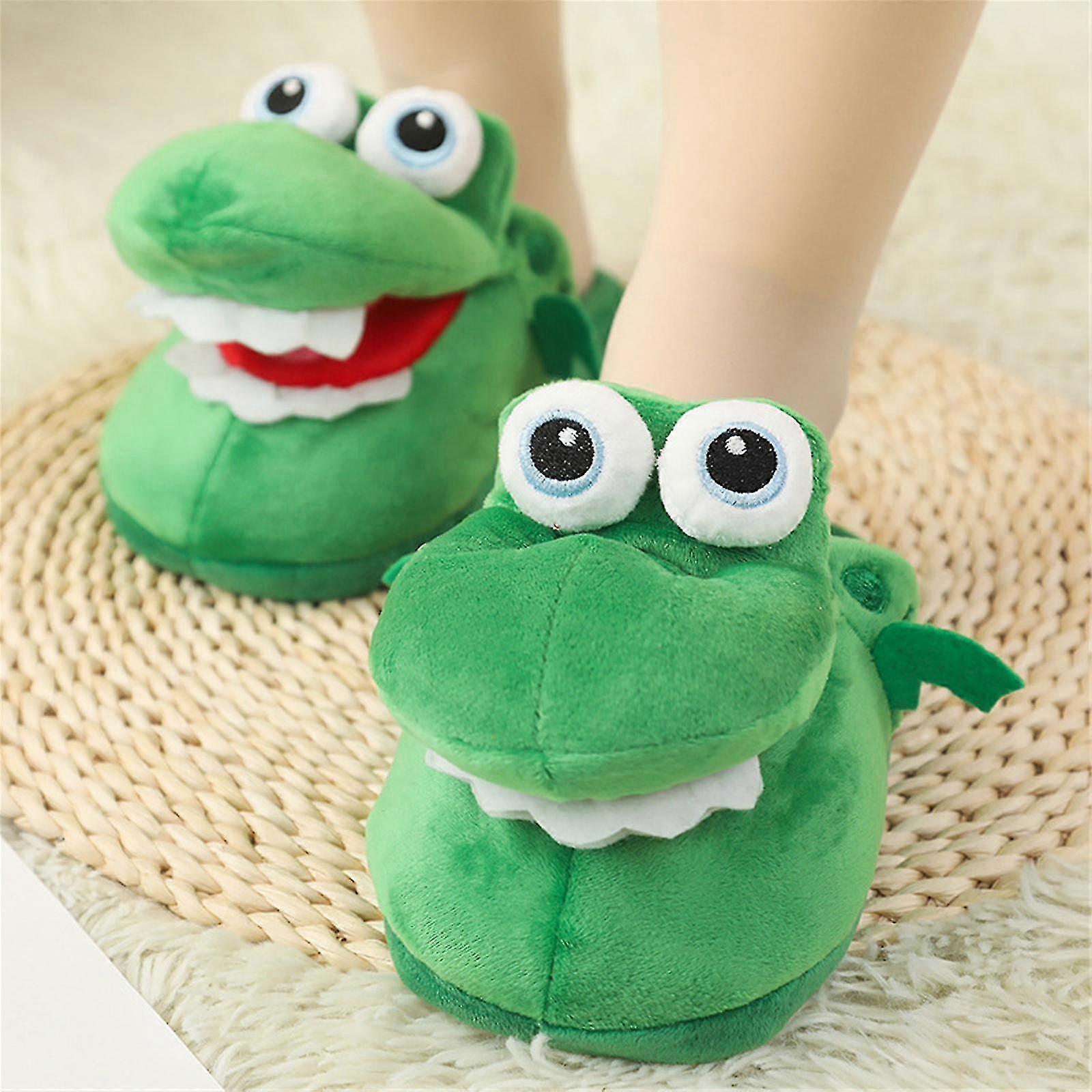 Crocodiles Plush Slippers With Open Mouth Cotton Slippers With A Moving ...