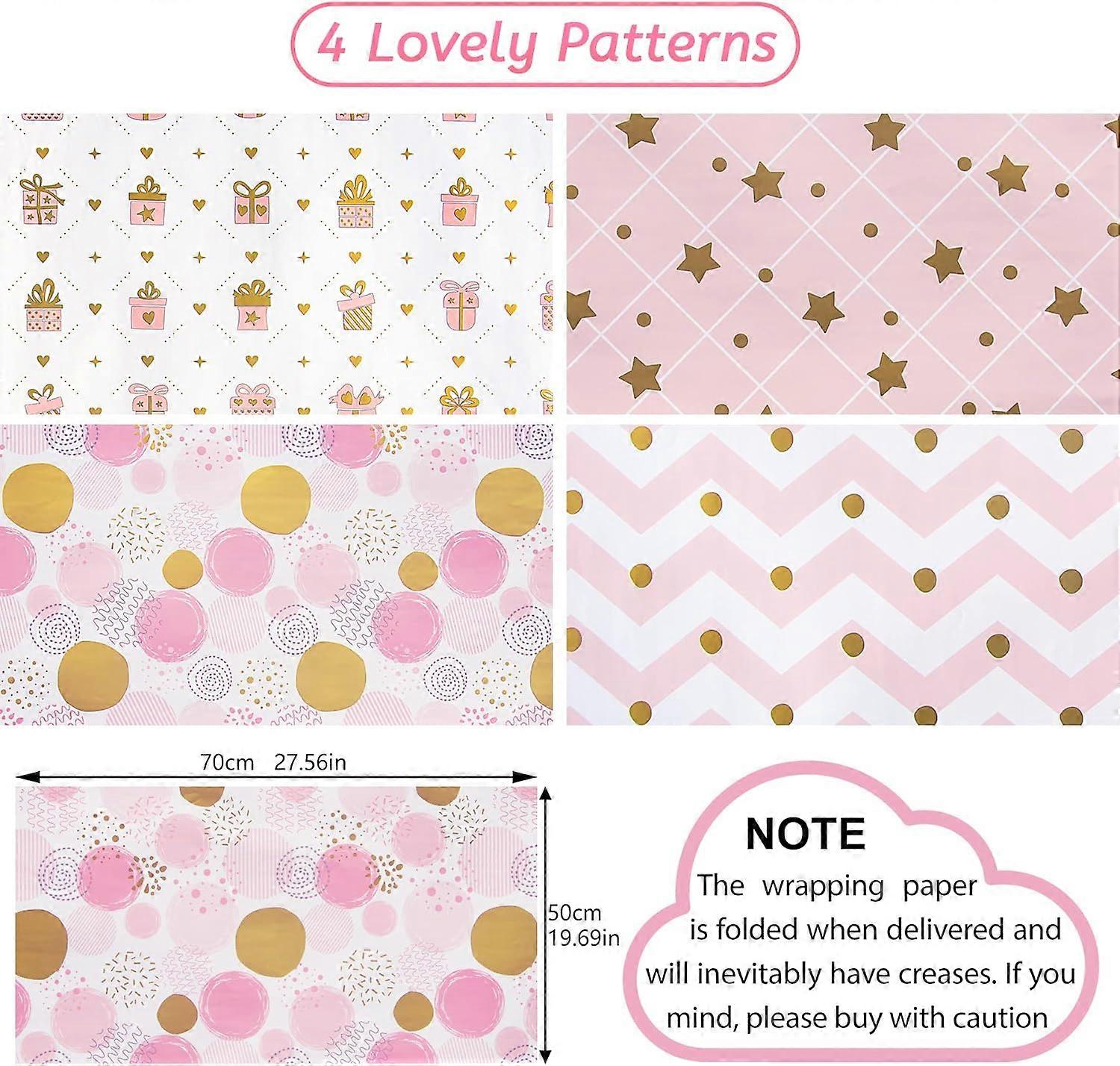 Pink Gift Wrapping Paper, Gift Wrapping Paper for Birthdays, Gift ...