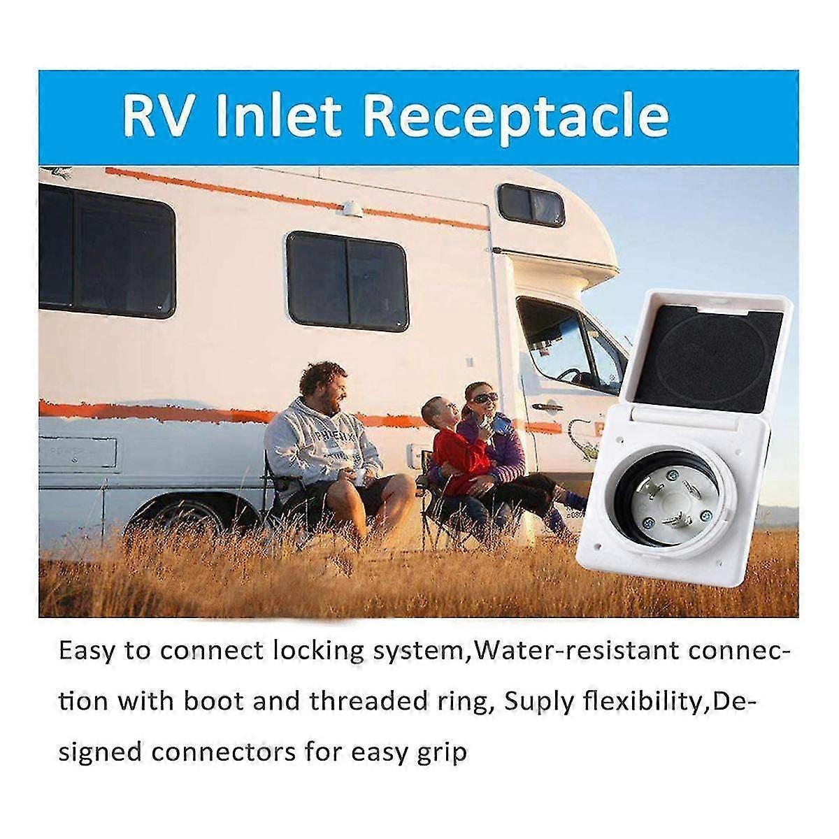 30AMP RV Power Inlet Outlet Shore Power Kit W/Boot Cord Protector 125V ...