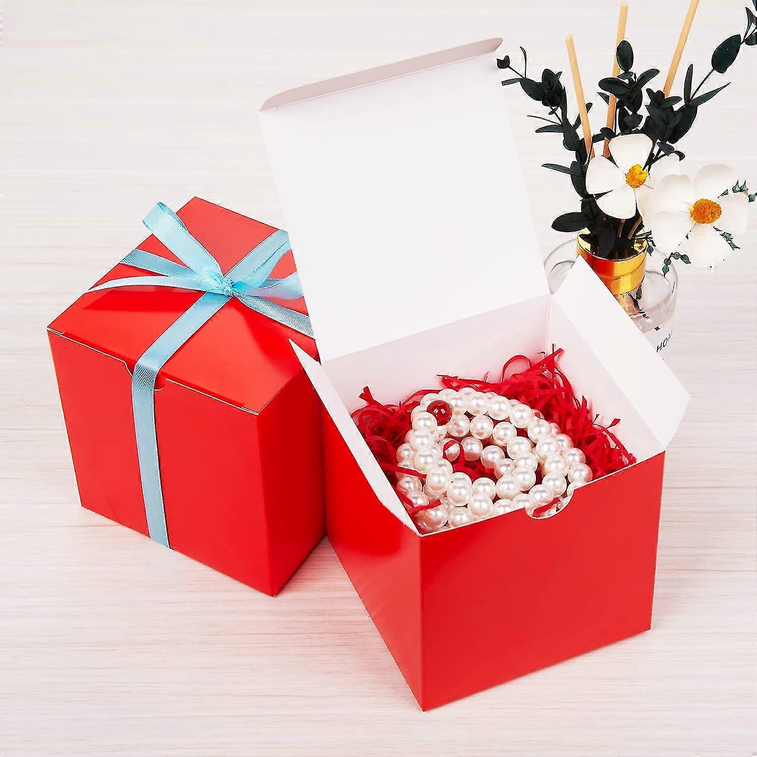 Small Red Gift Box 50 Pack 4x4x4 Inches Fold Box Easy Assemble Paper ...
