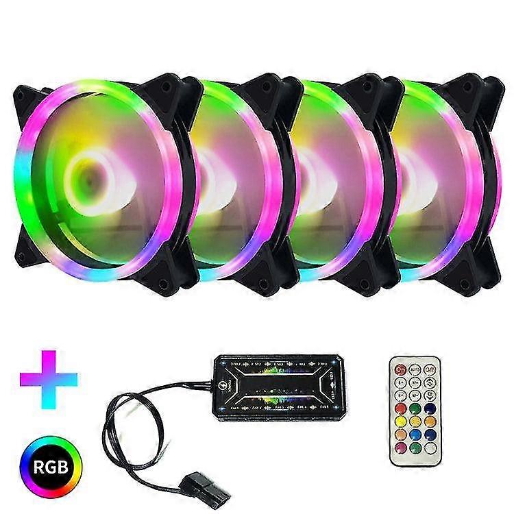 Computer CPU RGB luminous Radiator 4 Fans+Remote Control | Fruugo UK