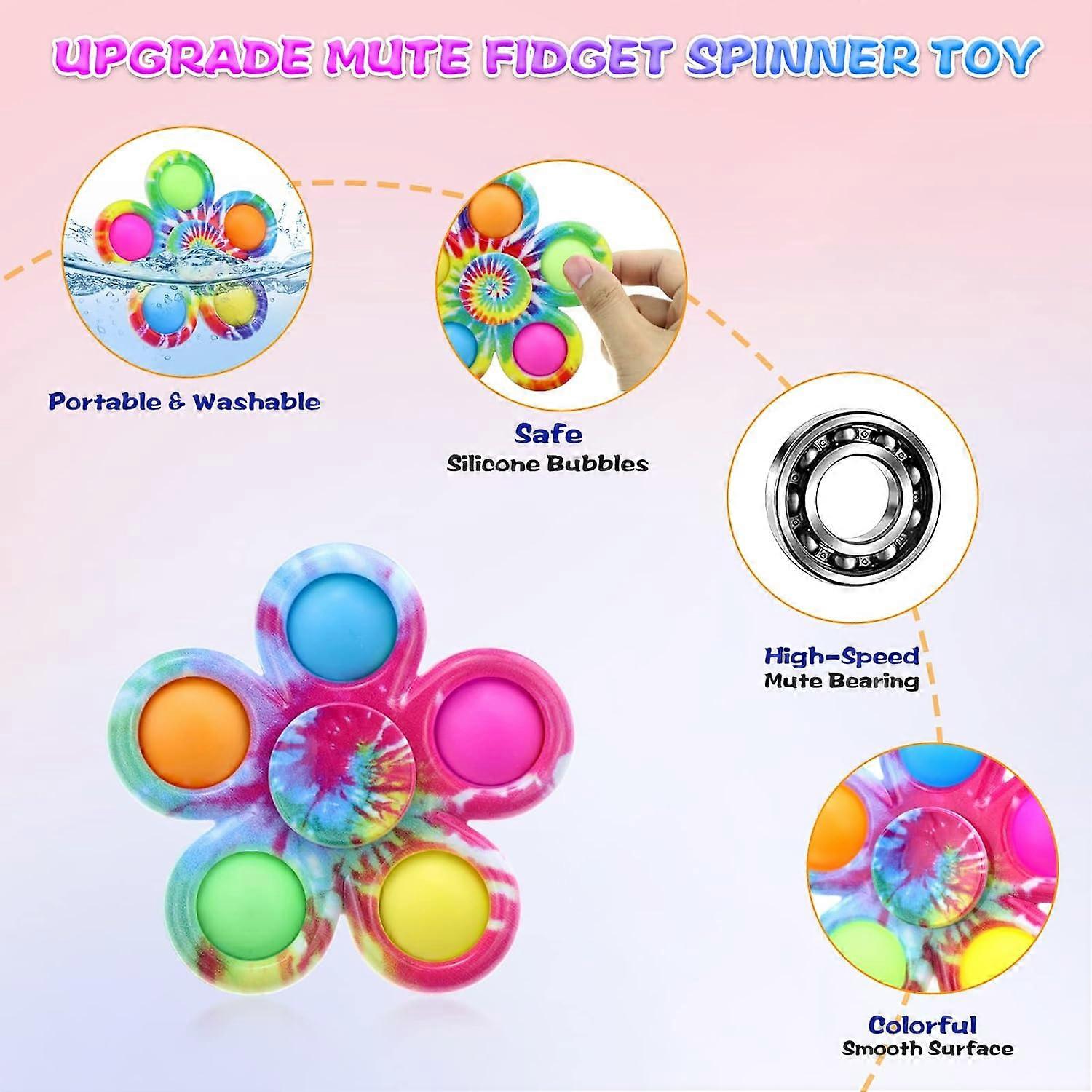 Fidget Spinners 2 Pack, Tie Dye Pop Fidget Spinner Poppet for Kids ...