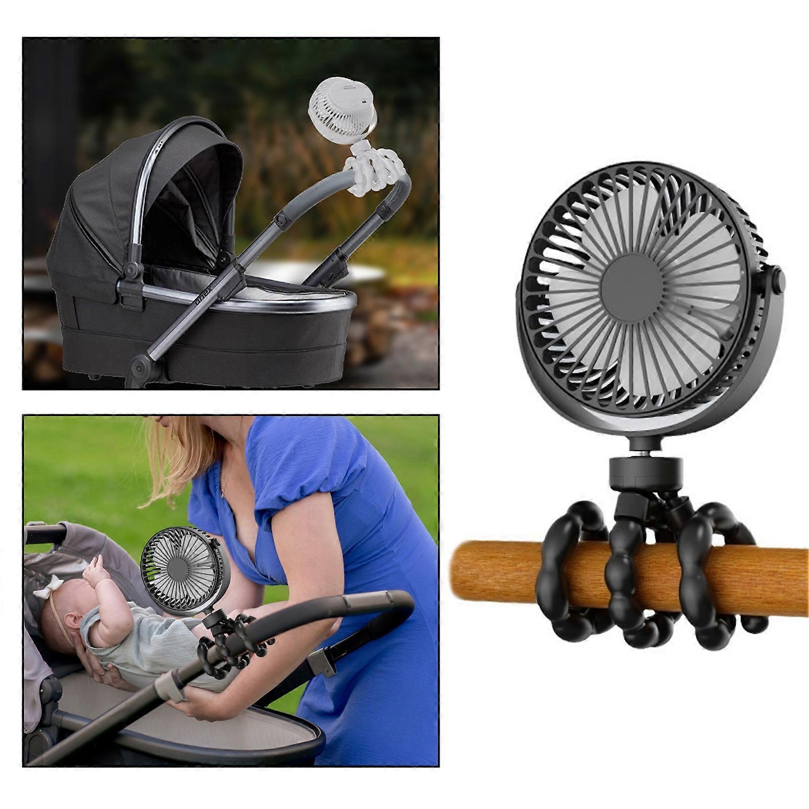 Portable Stroller Fan with Flexible Tripod 3 Speeds Low Noise Battery ...