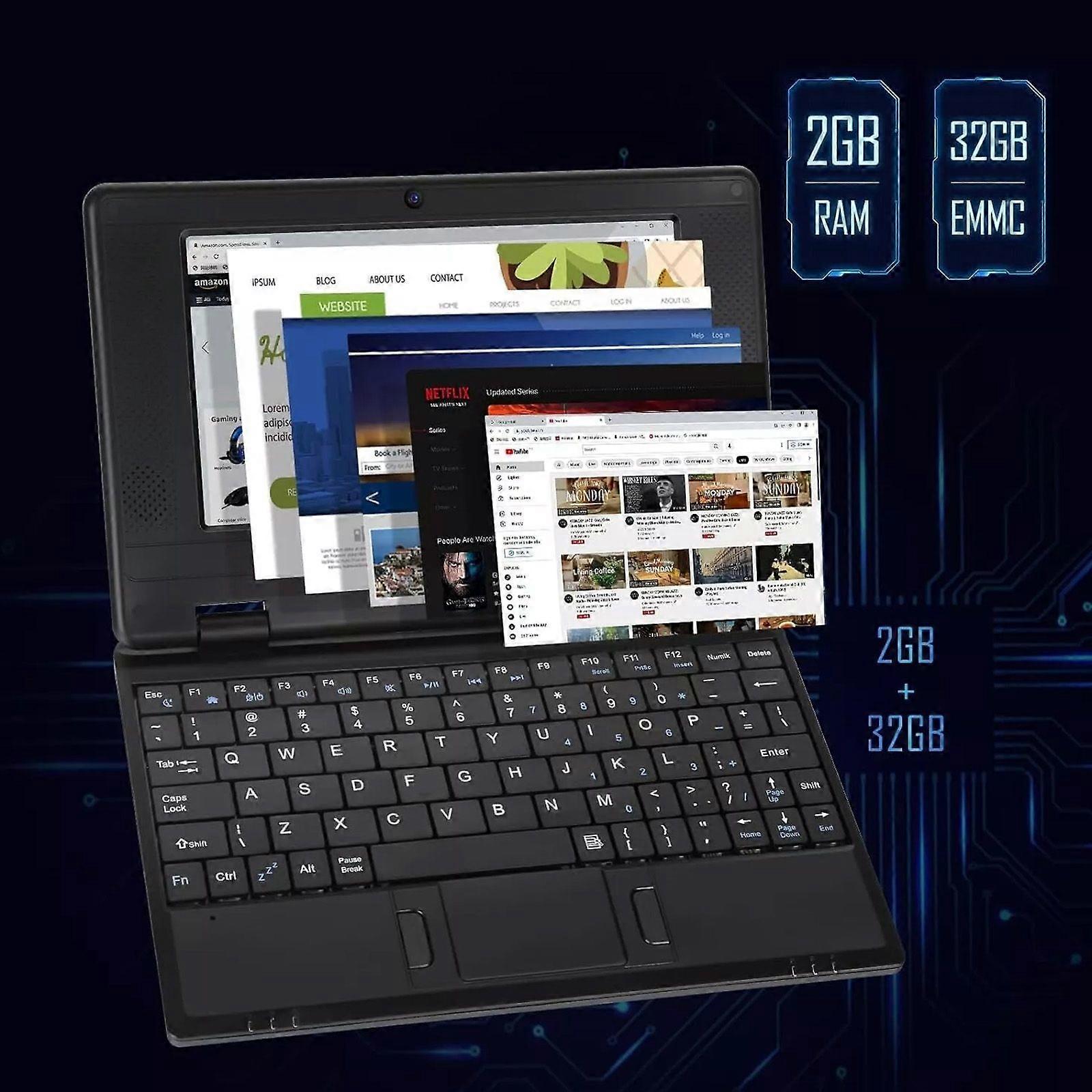 7'' Mini Laptop Computer Quad Core Android 12.0 Netbook 2GB RAM+32GB ...
