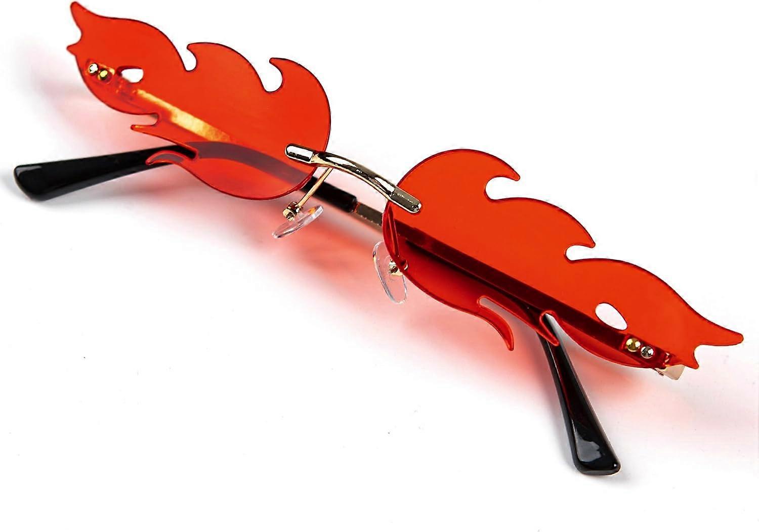 Fire Flame Sunglasses for Adults Rimless Gold Metal Glasses Party ...