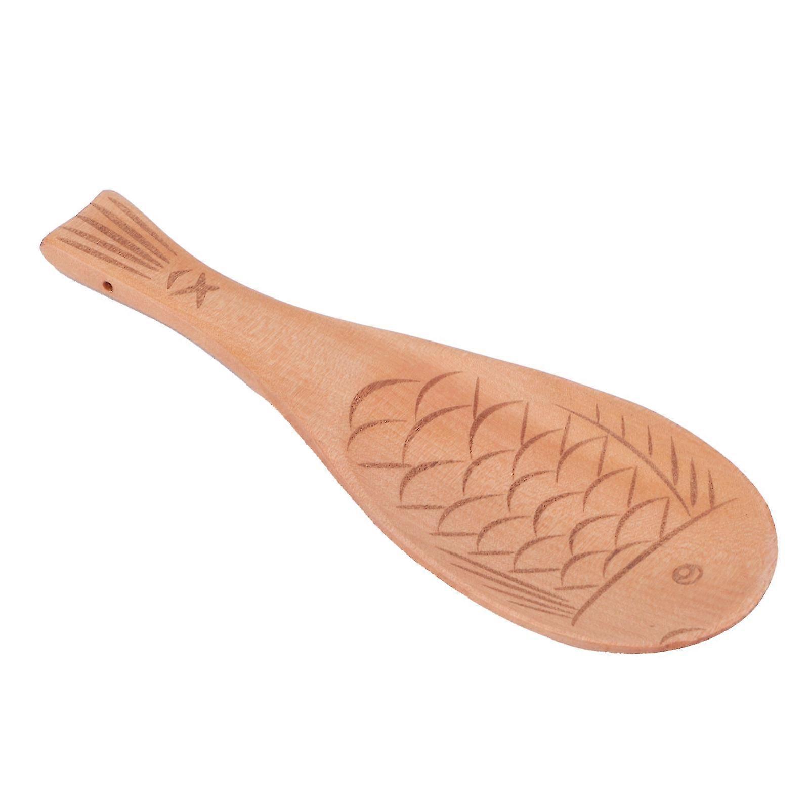 Fish Shaped Wood Rice Paddle Non Stick Rice Serving Spoon Scoop for ...