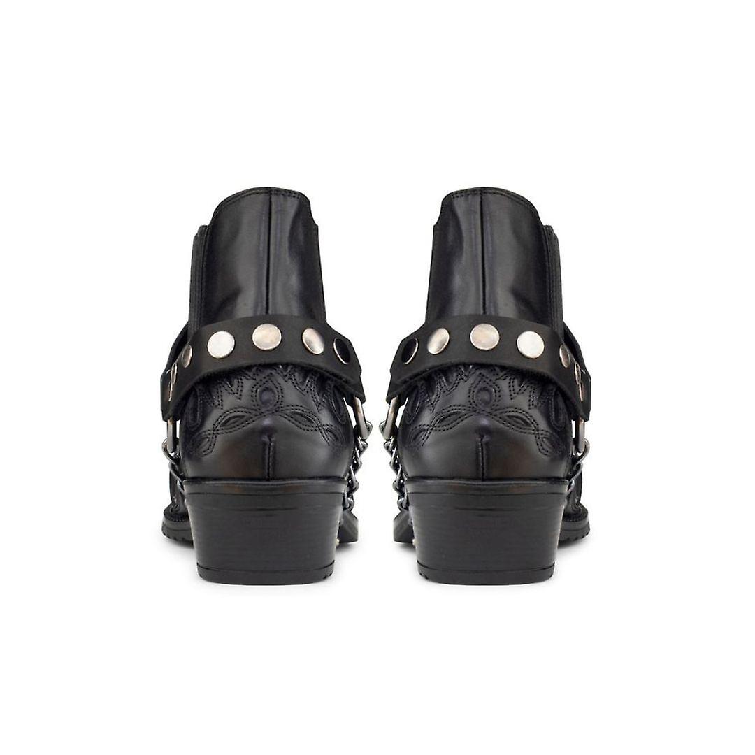 Men's Real Leather Cowboy Ankle Boots Chain Western Heel Dancing ...