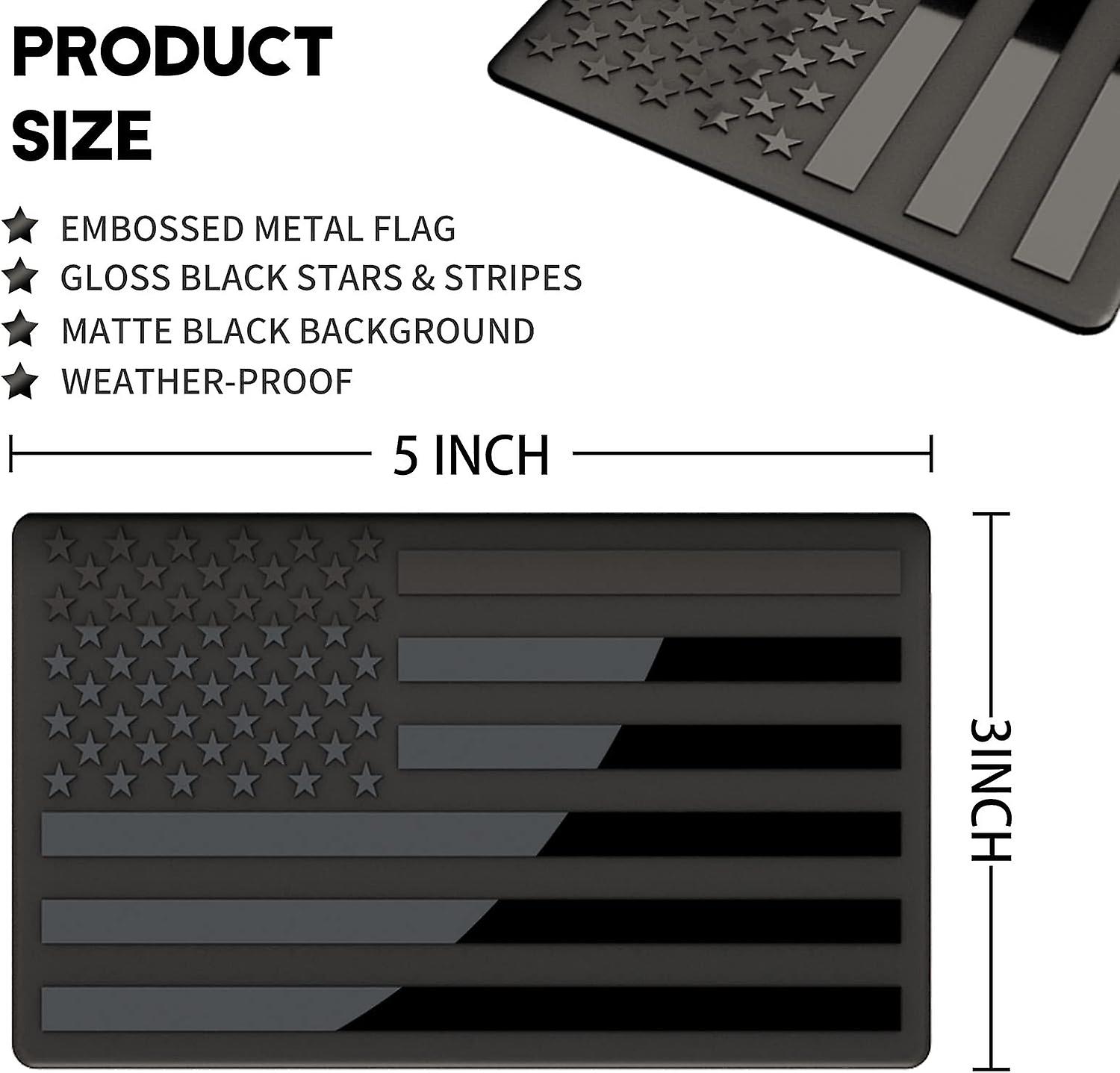 Embossed 3d Metal All Black American Flag Emblem Decal Stickers (1 Pair ...