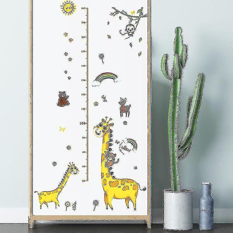 Decorative stickers cute giraffe cartoon height measure wall stickers ...