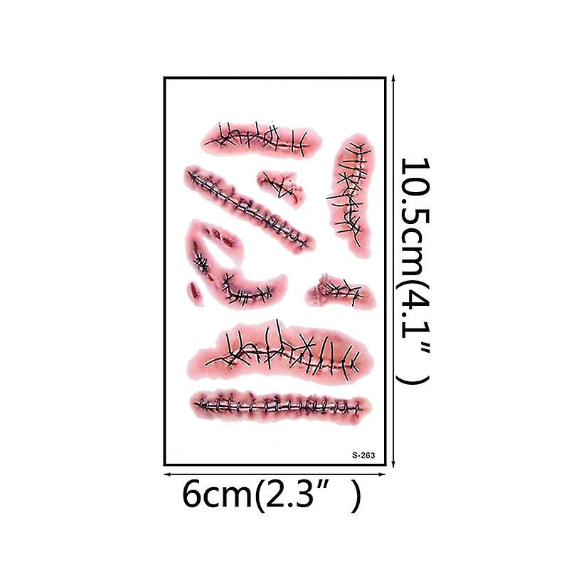 6Pcs halloween bloody wound tattoo stickers trick scary waterproof ...