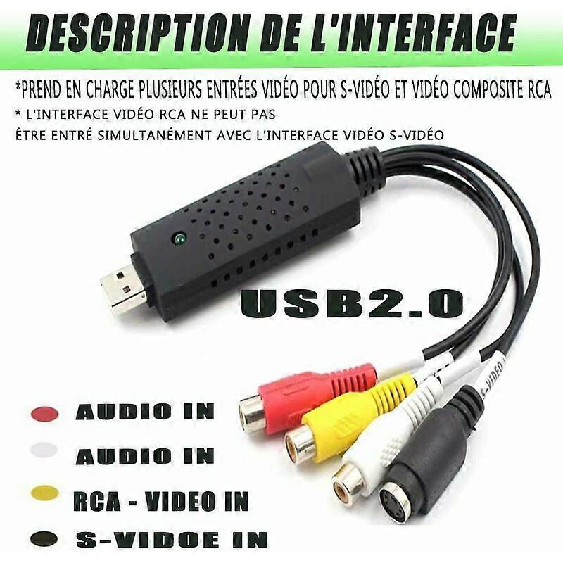 Video Capture Audio Video USB 2.0 Digital VHS Converter VCR Video Capture Acquisition Box VHS C ...