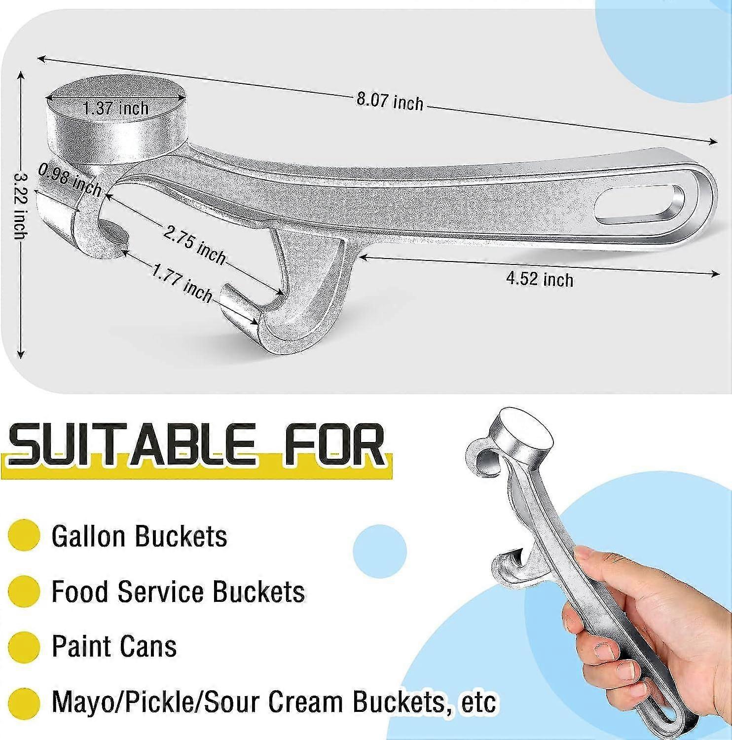 Aluminum Bucket Opener 5 Gallon Pail Opener Silver Buckets Lid Wrench ...