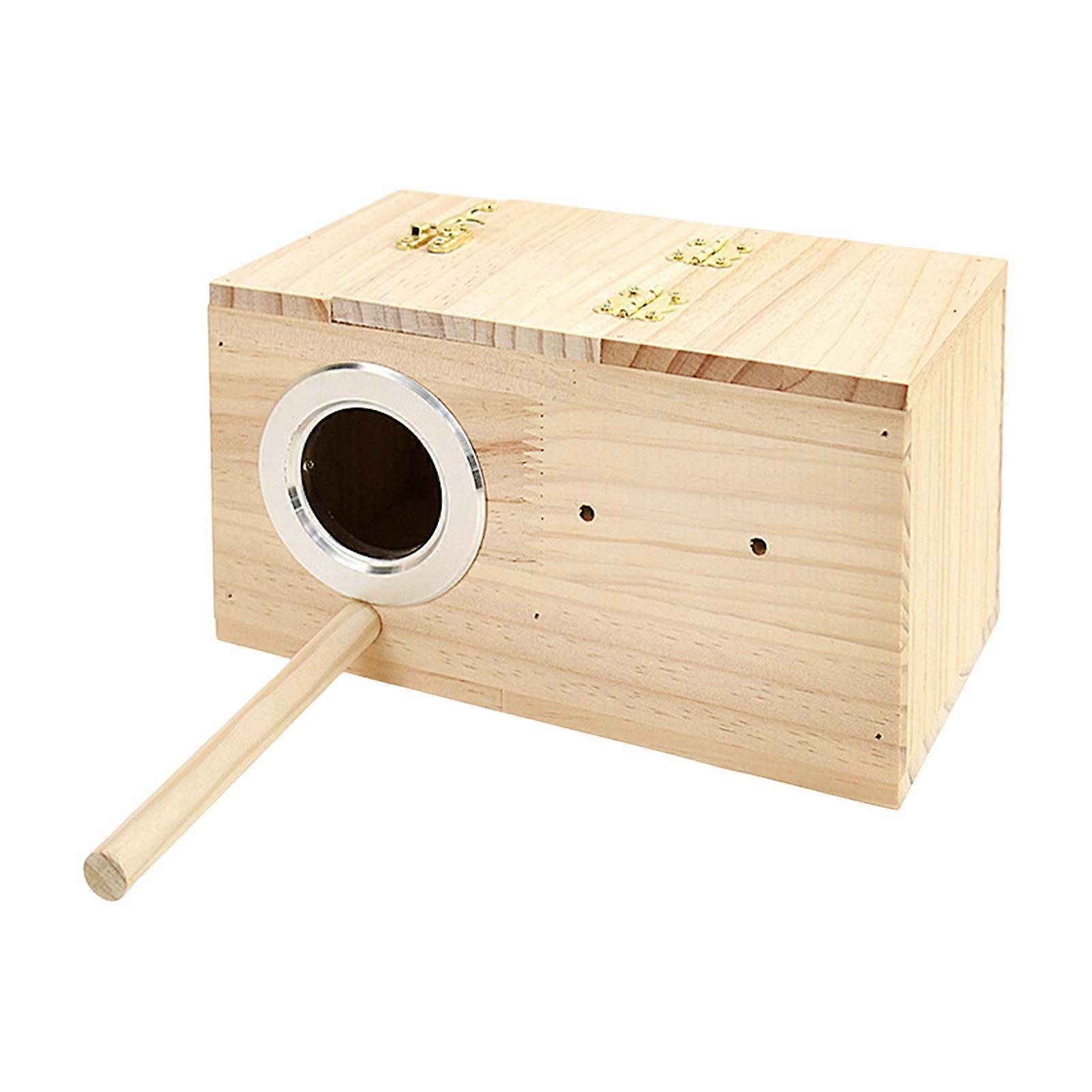 Parakeet Nesting Box Wooden Bird Nest Breeding Box with Perch Bird Cage House for Lovebirds ...