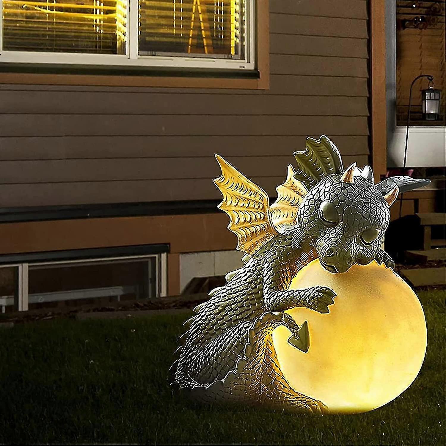 Dragon Statue Garden Figurine Solar Powered Led Lights Outdoor | Fruugo UK